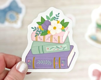 Cute Book Stack Sticker | Waterproof Vinyl Sticker - Etsy