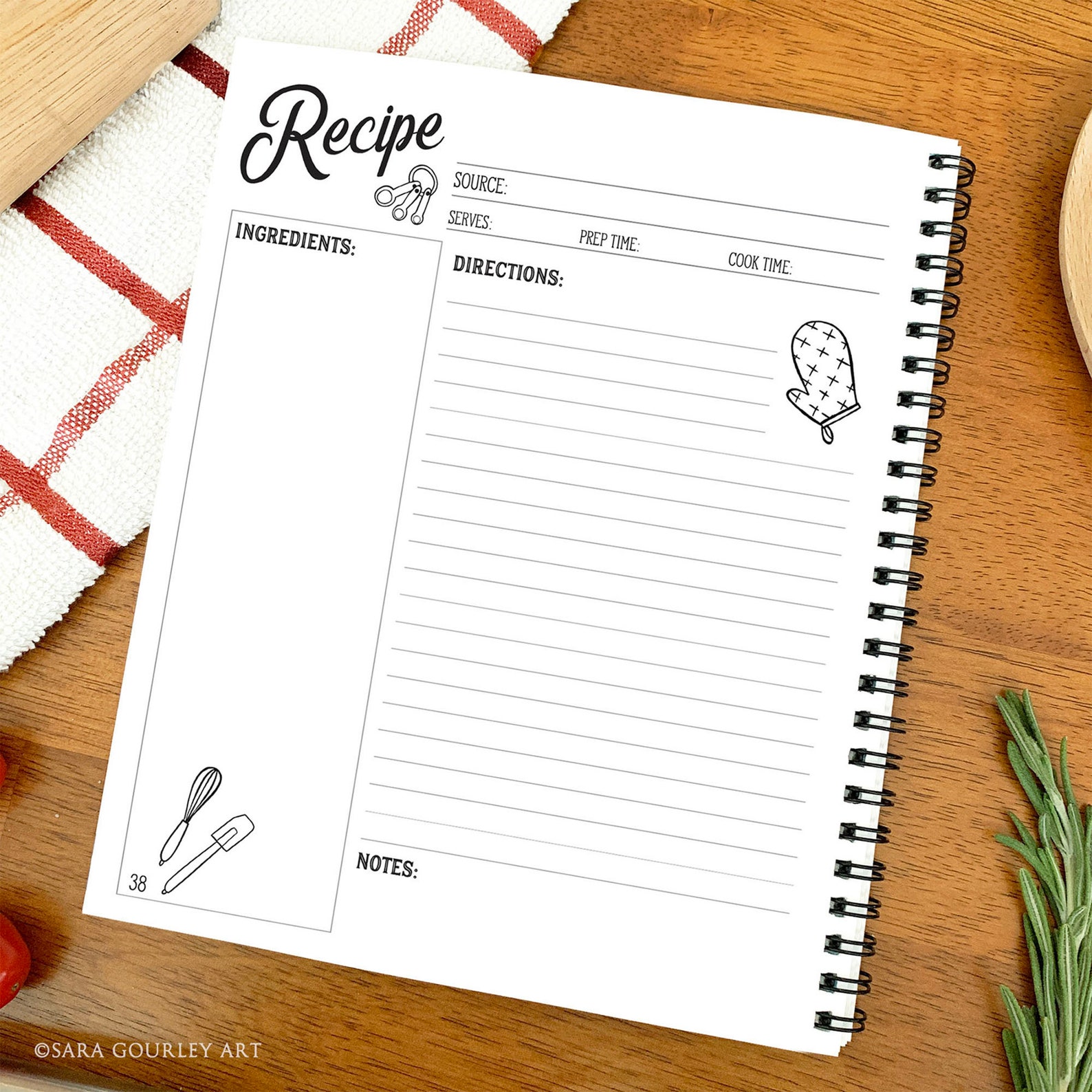 Recipe Journal Baking Tools Blank Cookbook Hand Illustrated - Etsy