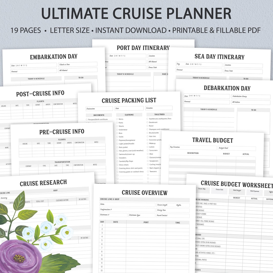 Ultimate Cruise Planner Bundle, Editable Cruise Schedule, Ink Saver ...