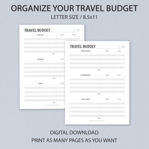 Travel Planner Printable, Budget and Expenses, Expense Tracker ...