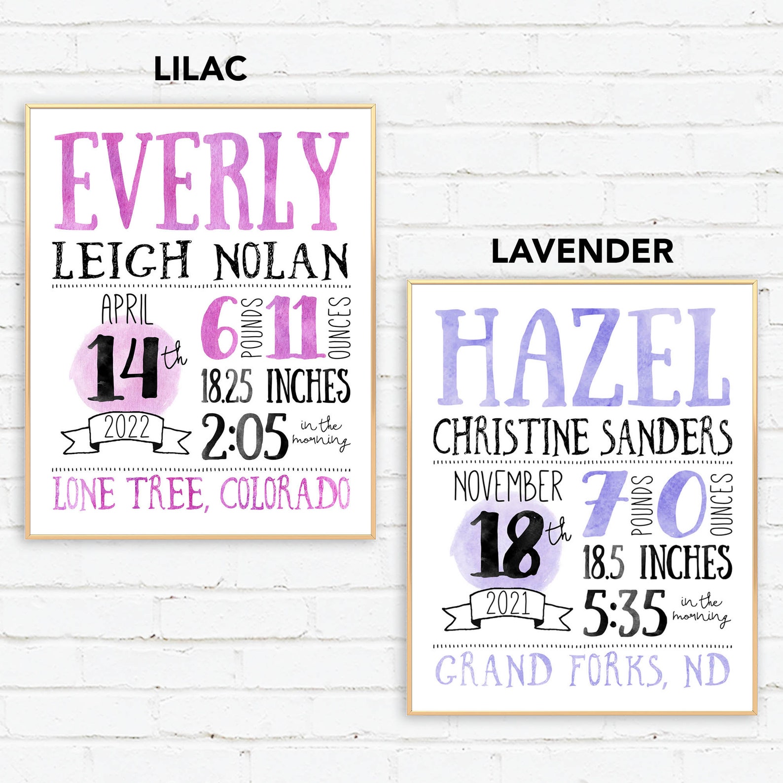 Digital Download Baby Birth Announcement, Birth Stats Printable ...