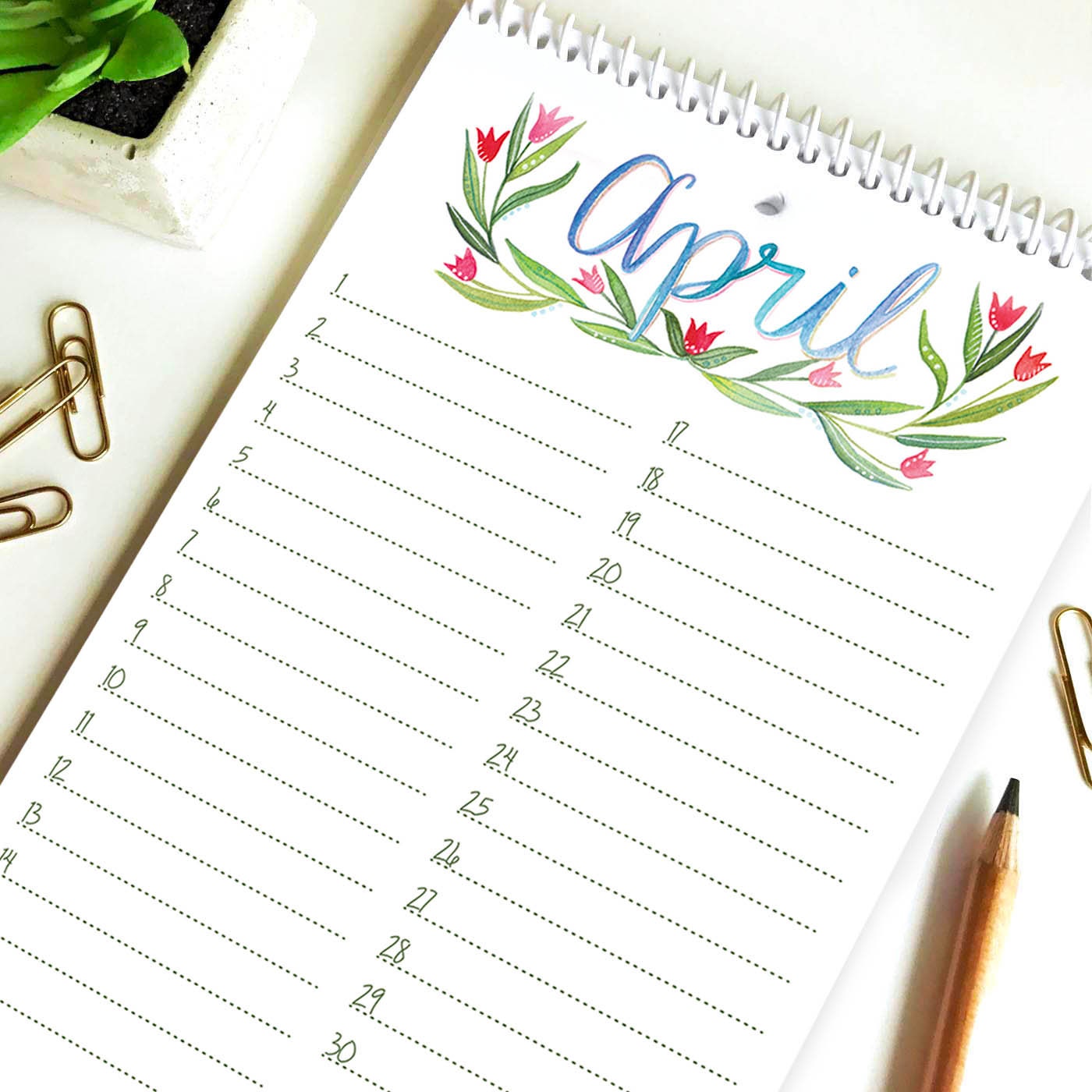 Floral Watercolor Birthday Calendar Spiral Binding Perpetual | Etsy