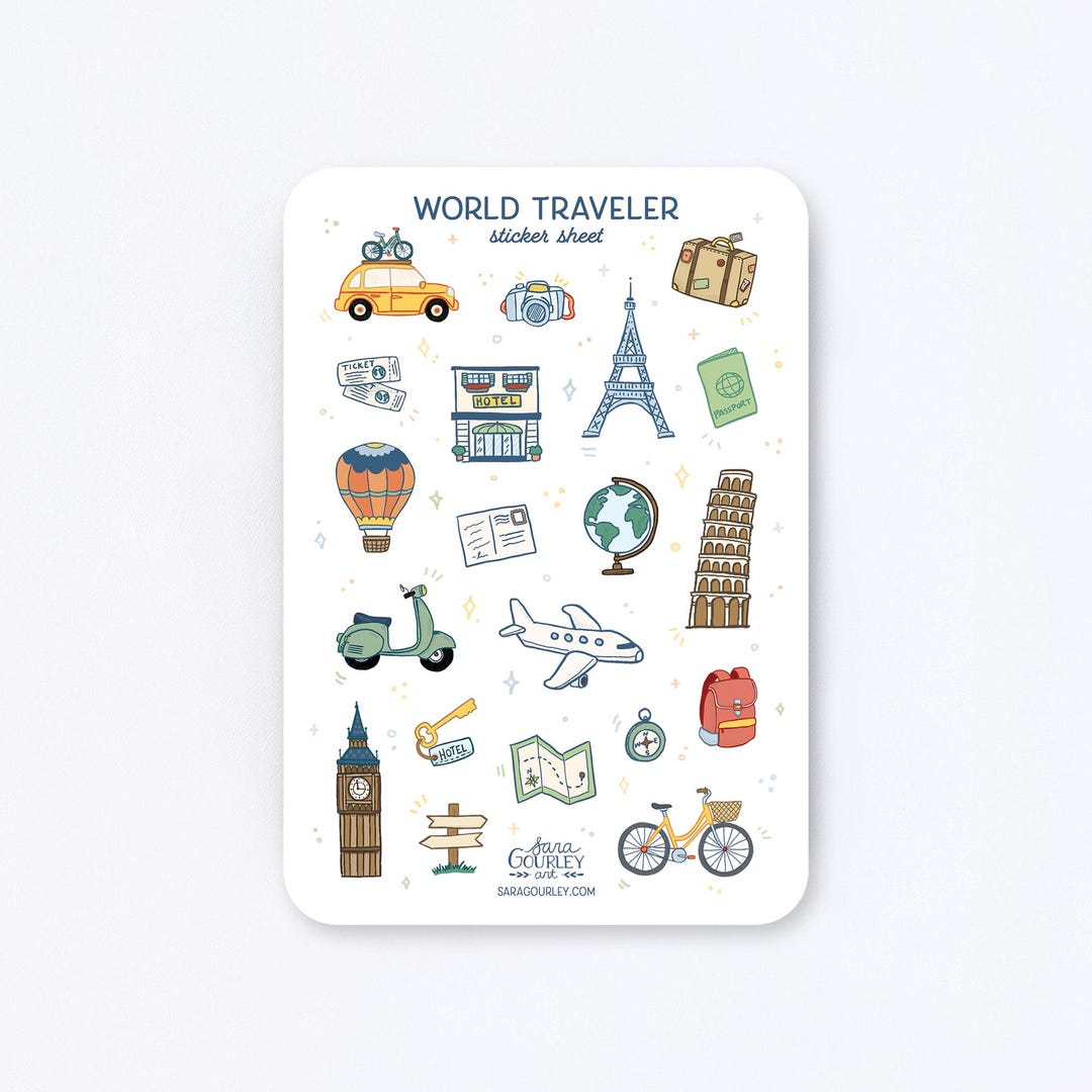 Travel Sticker Sheet | Travel Planner, World Traveler, Calendar ...