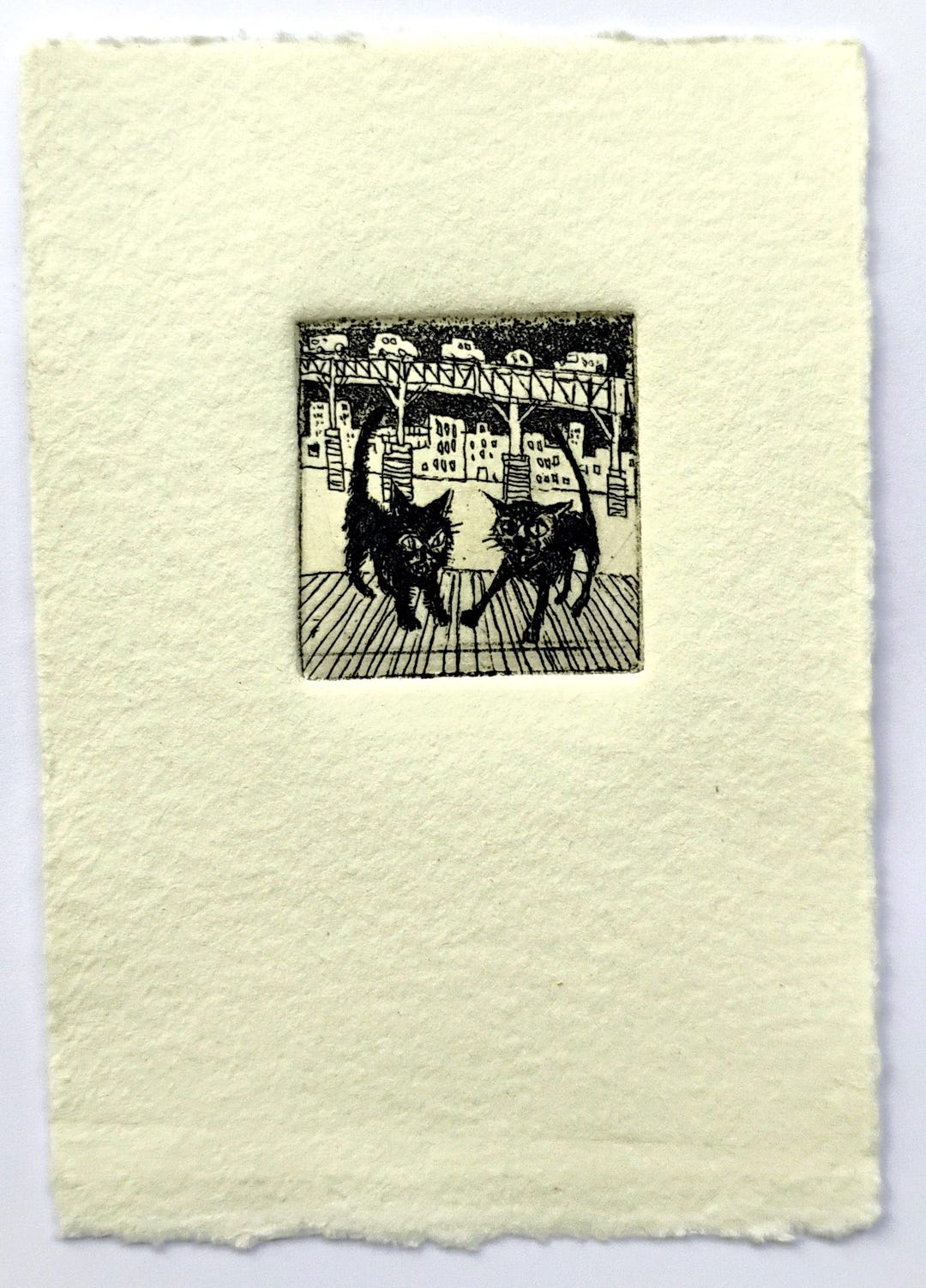 Two Cats, Original Art, Etching, Print, Fine Art Print, Printmaking ...
