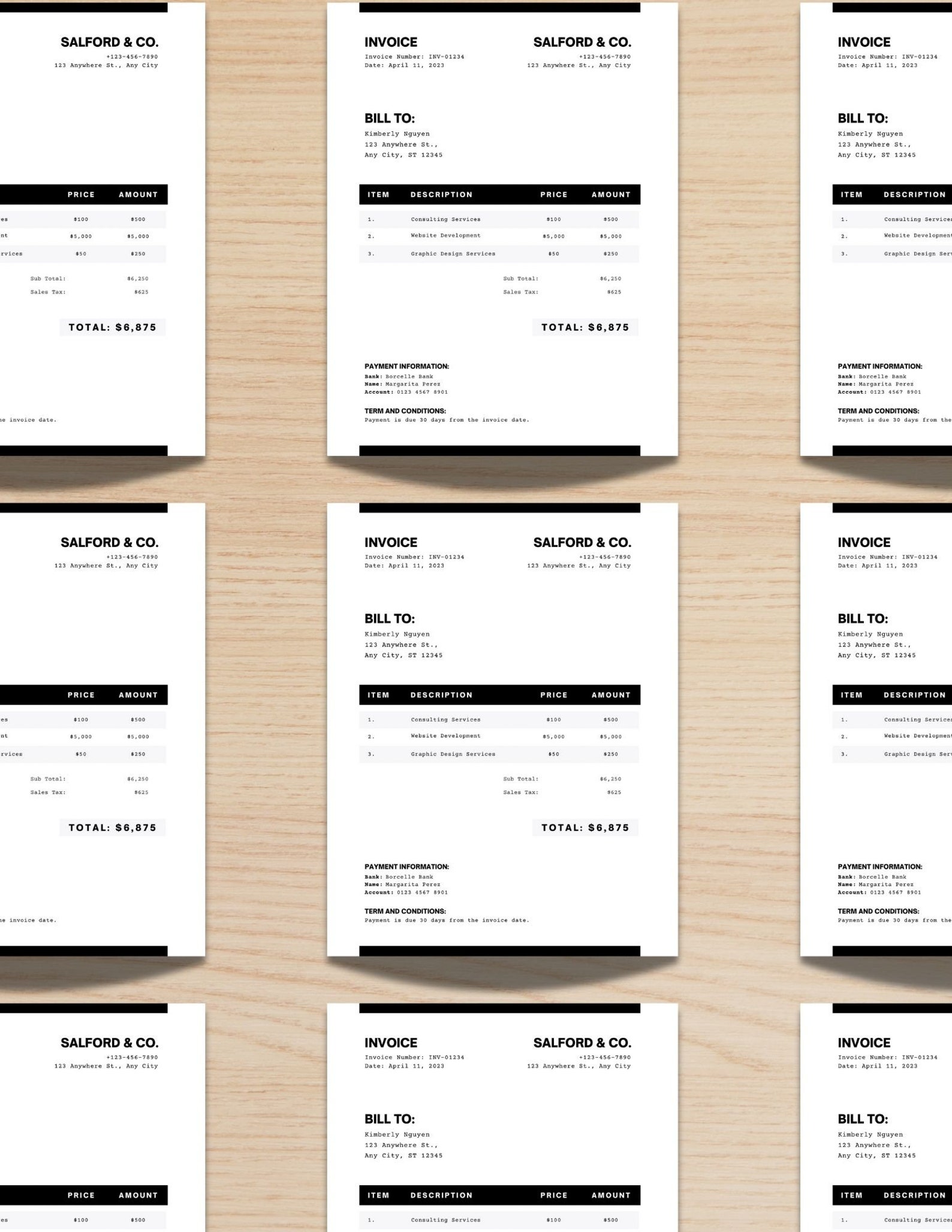 Digital Invoice Template - Etsy