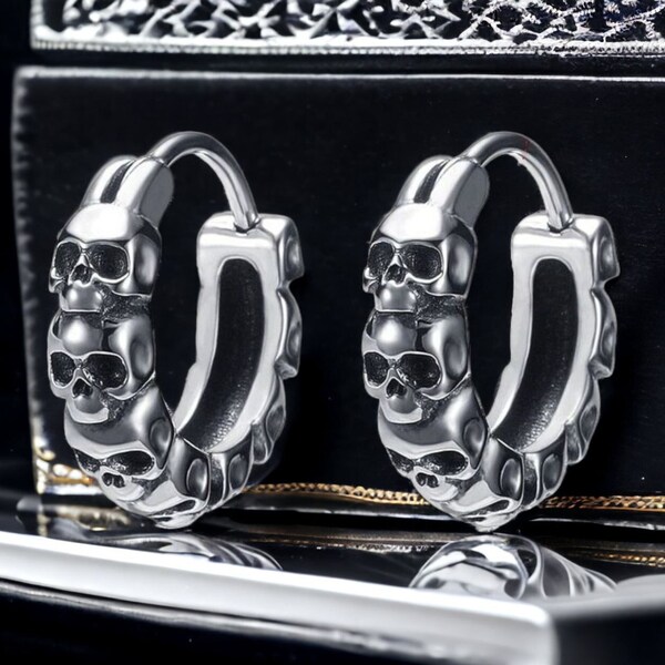 Skull Hoop Earrings - Etsy