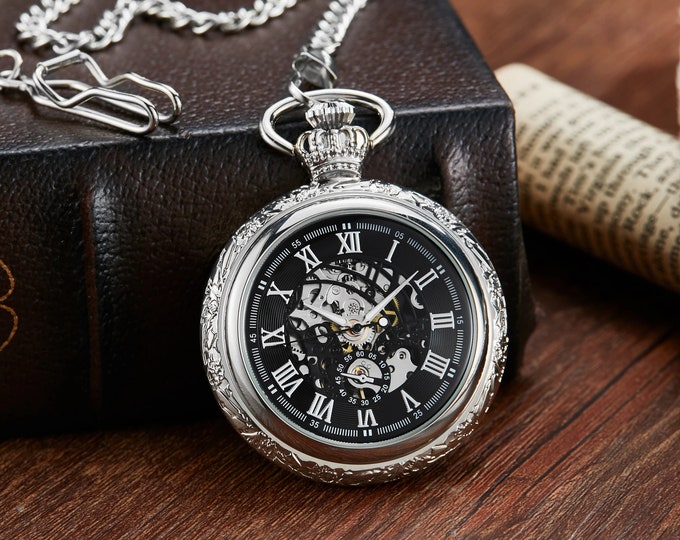 Silver Pocket Watch, Retro Pocket Watch, Men's Pocket Watch, Steampunk ...