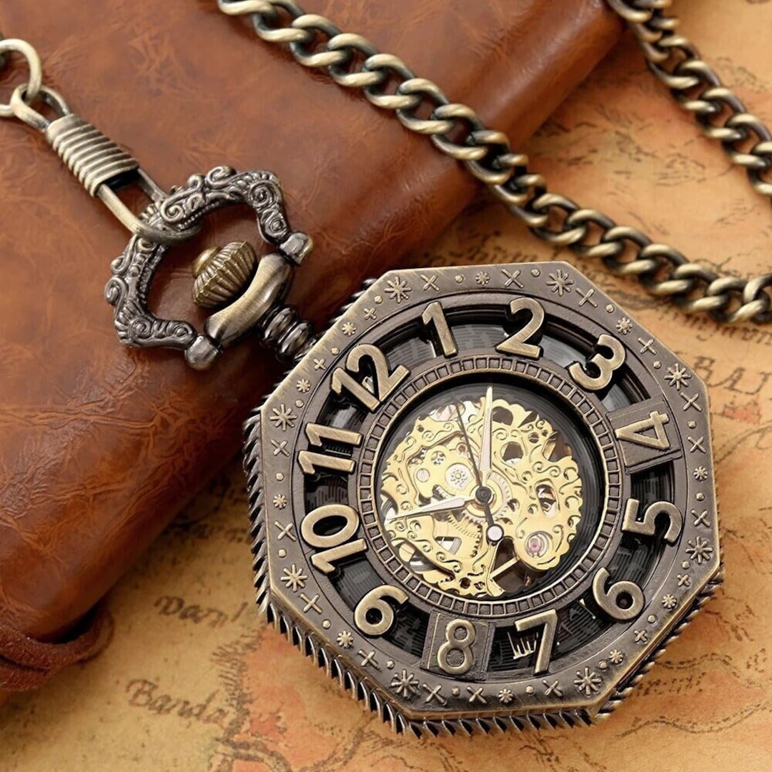 Steampunk Pocket Watch, Bronze Pocket Watch, Vintage Style Pocket Watch ...