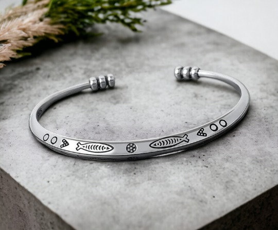 Silver Fish Bangle Silver Fish Bracelet Sterling Silver Plated Fish ...
