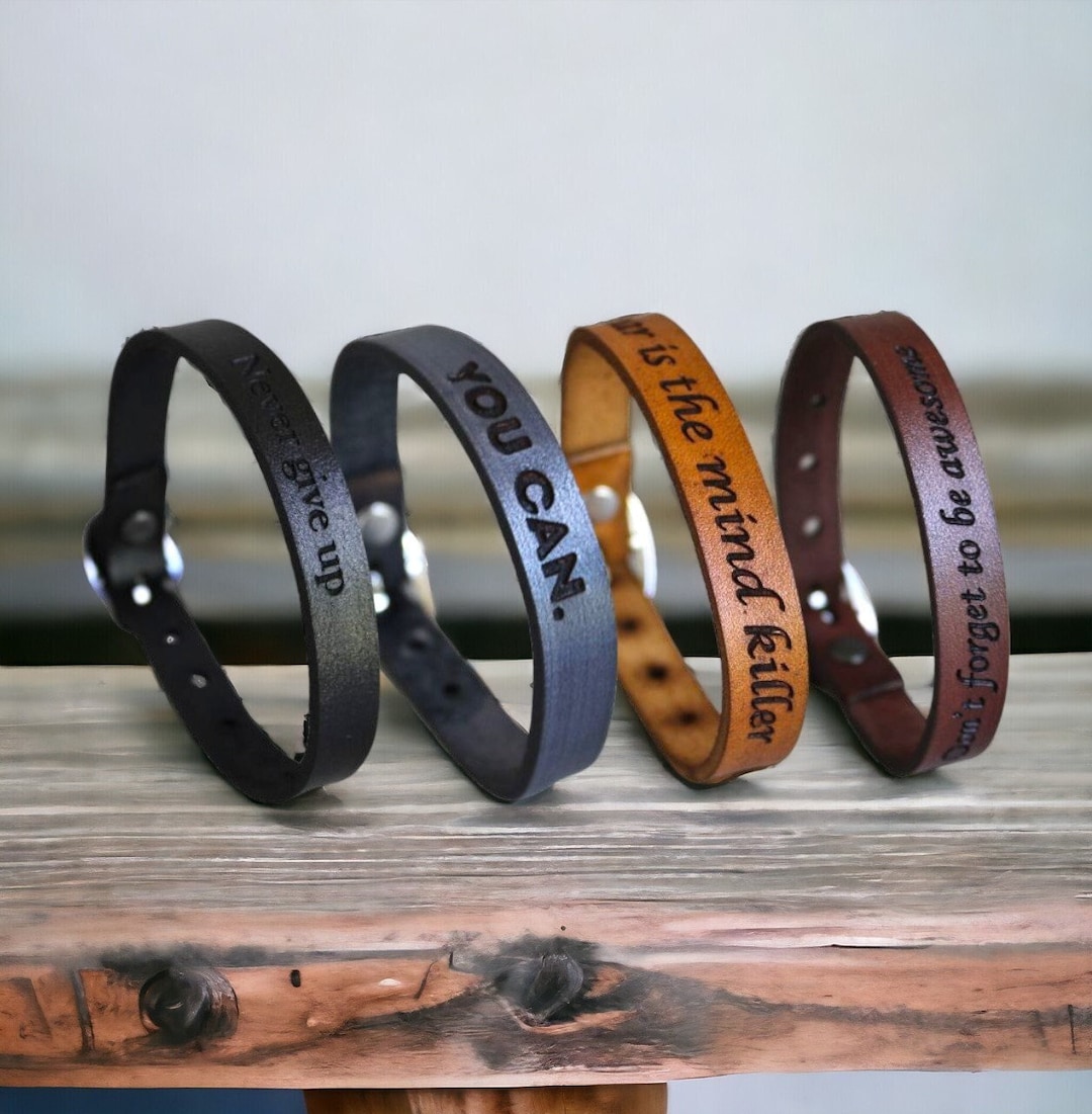 Personalized Leather Bracelets, Engraved Leather Bracelets Custom ...