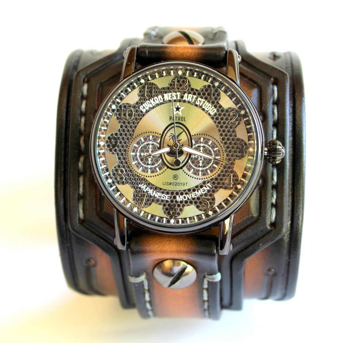 Steampunk Leather Watch Brown Leather Cuff Watch Men's - Etsy