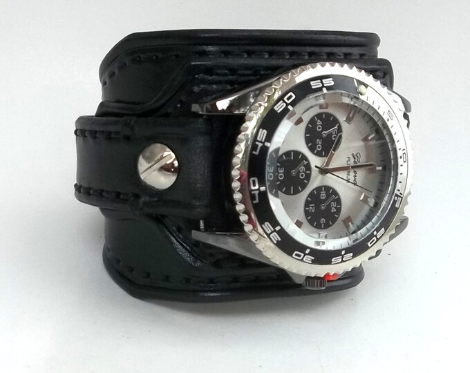 Leather Cuff Watch Wrist Watch Leather Men's Watch - Etsy