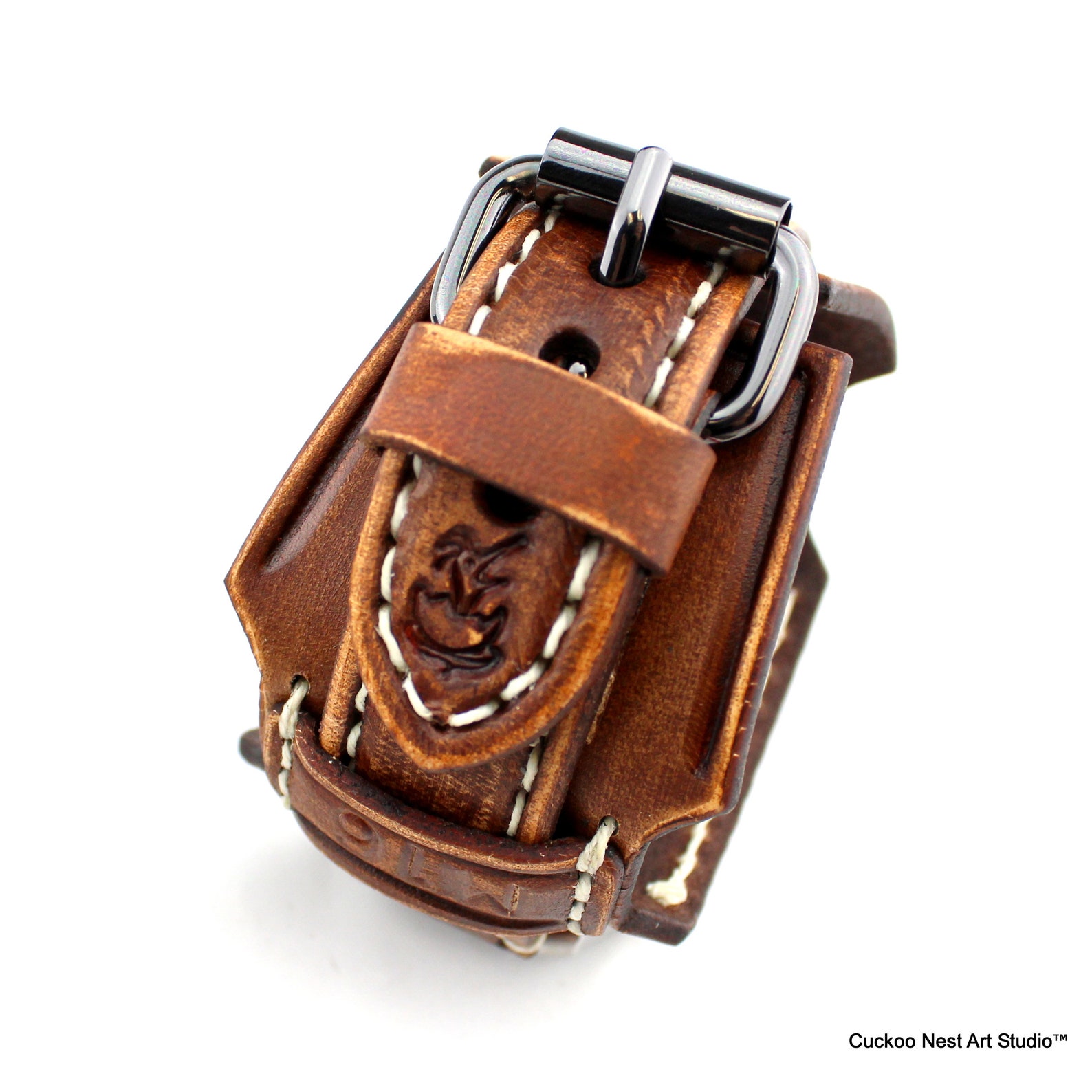 Brown Leather Apple Watch Band Men's Apple Watch Cuff - Etsy