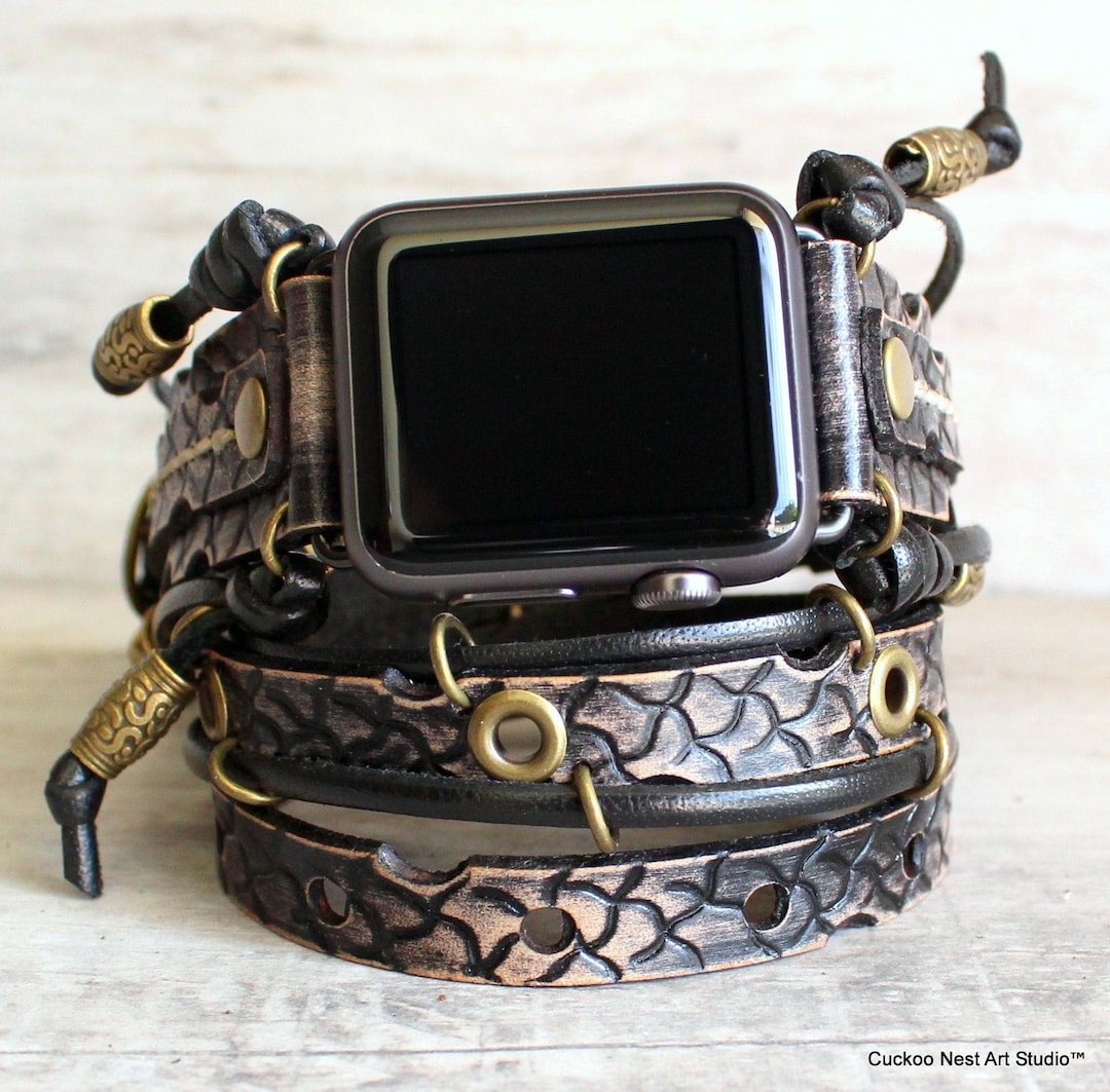 Apple Watch Wrap Band 42mm, Black Apple Watch Strap, Apple Watch Band ...