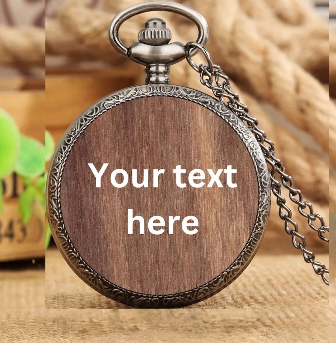 Personalized Wood Pocket Watch, Men's Pocket Watch, Engraved Pocket ...
