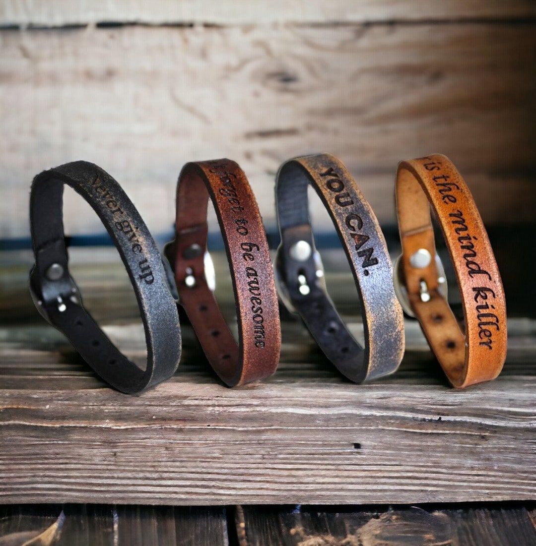Personalized Leather Bracelets, Personalized Men's Bracelet, Engraved ...