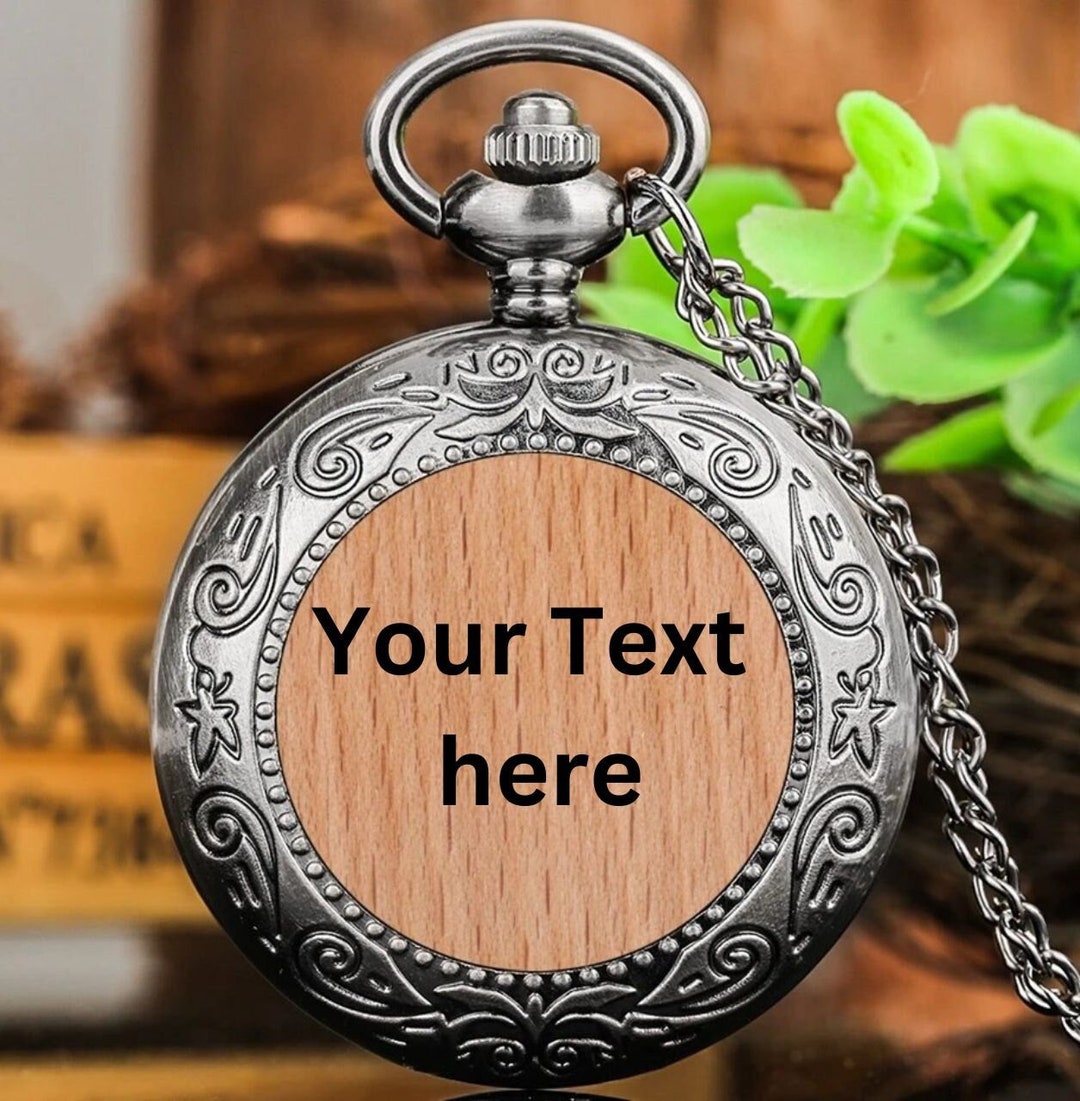 Personalized Wood Pocket Watch Engraved Pocket Watch Men's Wood Custom ...