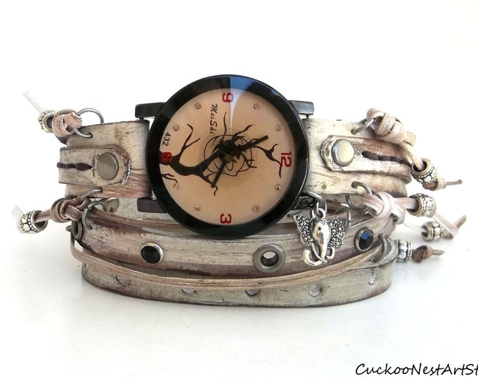 Rusty Looking Wrap Watch Womens Leather Watch Bracelet - Etsy