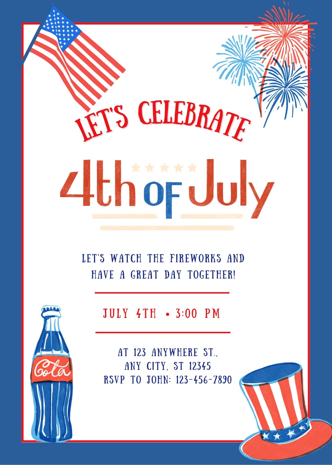 Editable 4th of July Invitation, July 4th Party Invite, July Fourth ...