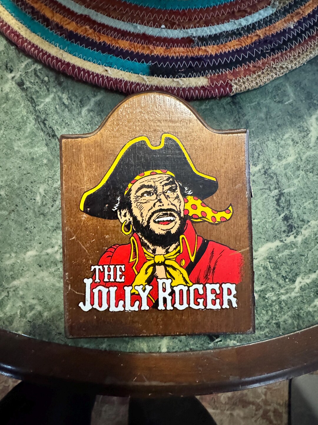 Vintage Jolly Roger Pirate Formac Wooden Mini Cork Dart Board Game With ...