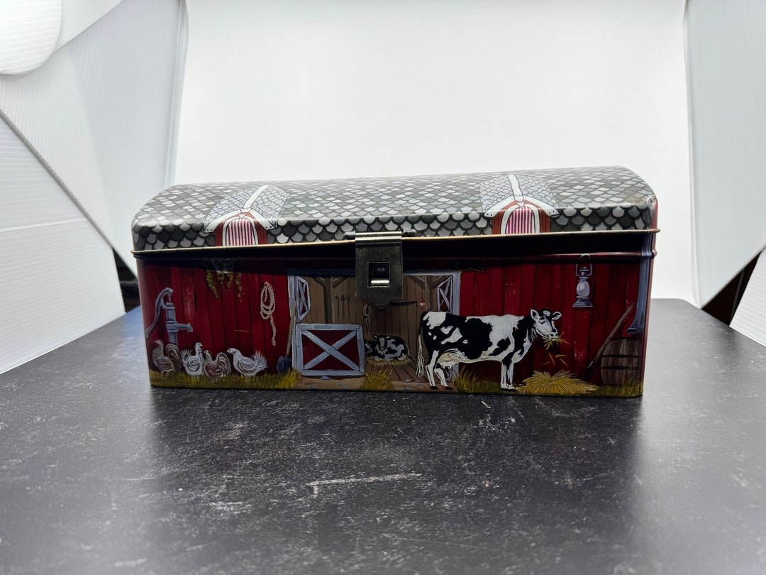 Vintage Tin Litho Barn Toy Box With Schleich Kudu Antelope - Etsy