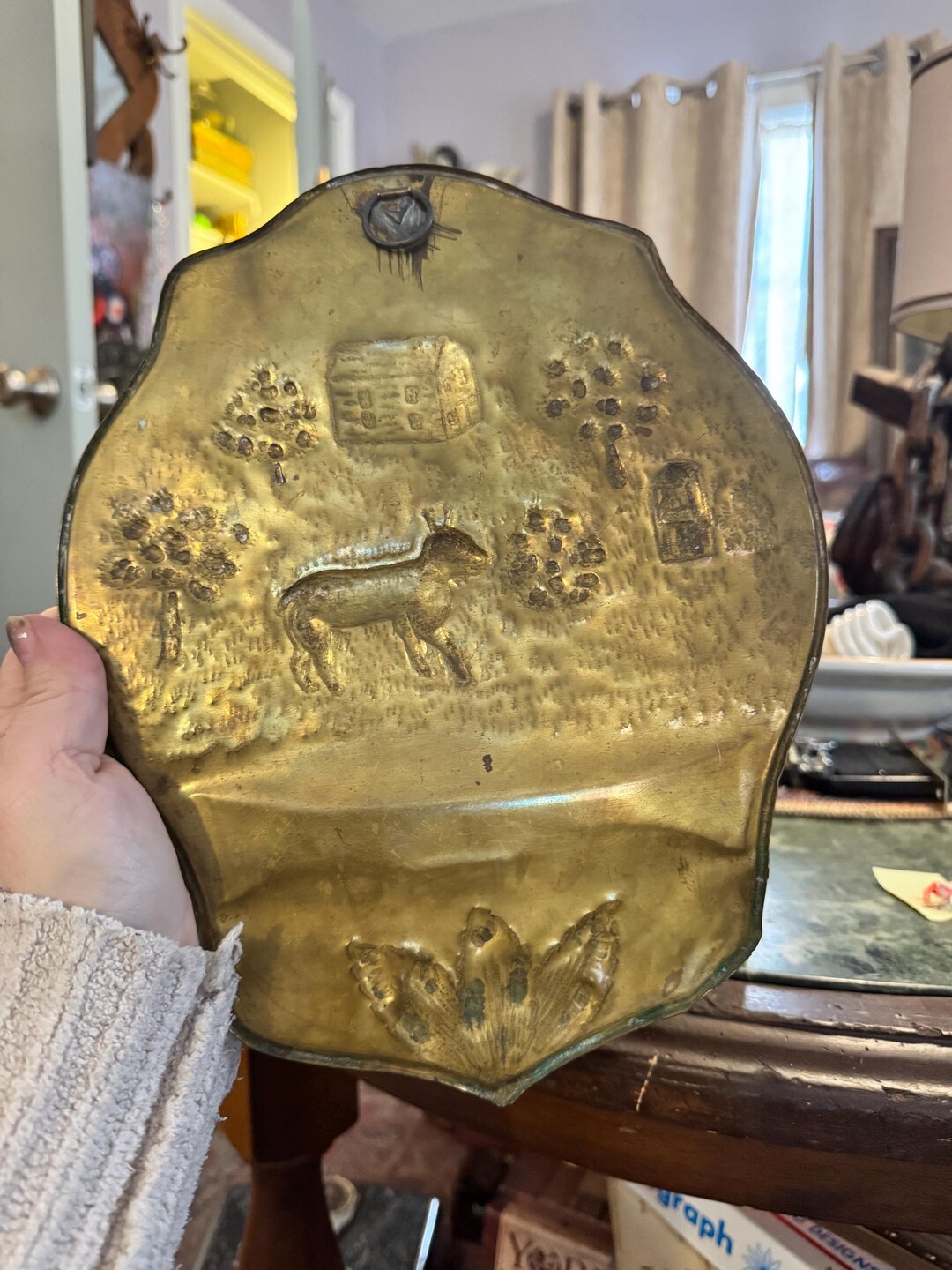 Vintage Brass Repousse Wall Sconce: Farm Scene Candle Holder - Etsy