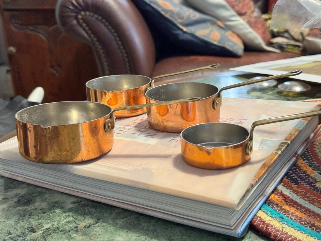 Vintage Copper and Brass Measuring Cups Set of 4, Antique Copper ...