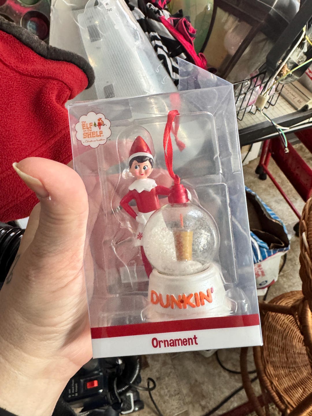 2023 Dunkin Donuts Elf on the Shelf Girl Ornament Snow Globe Iced ...