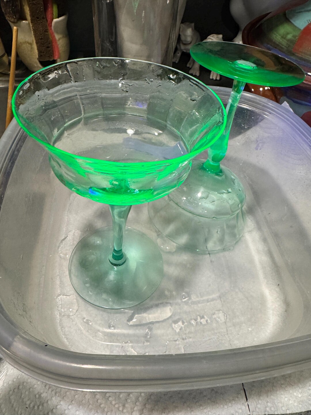 Vintage Tiffin Glass Co. DIAMOND OPTIC #5028-3 Green Tall Sherbet ...