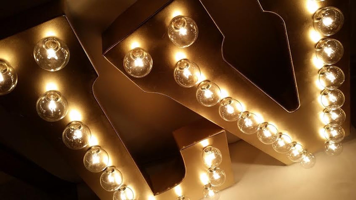 GOLD Galvanized Metal Marquee Large Light up Letter Light up | Etsy