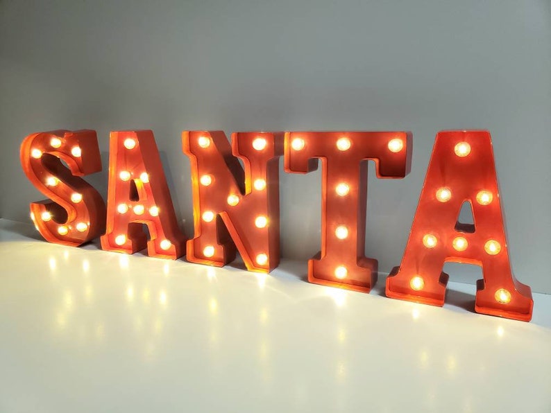 SANTA Metal Marquee Light/christmas Light up Letters/light up | Etsy
