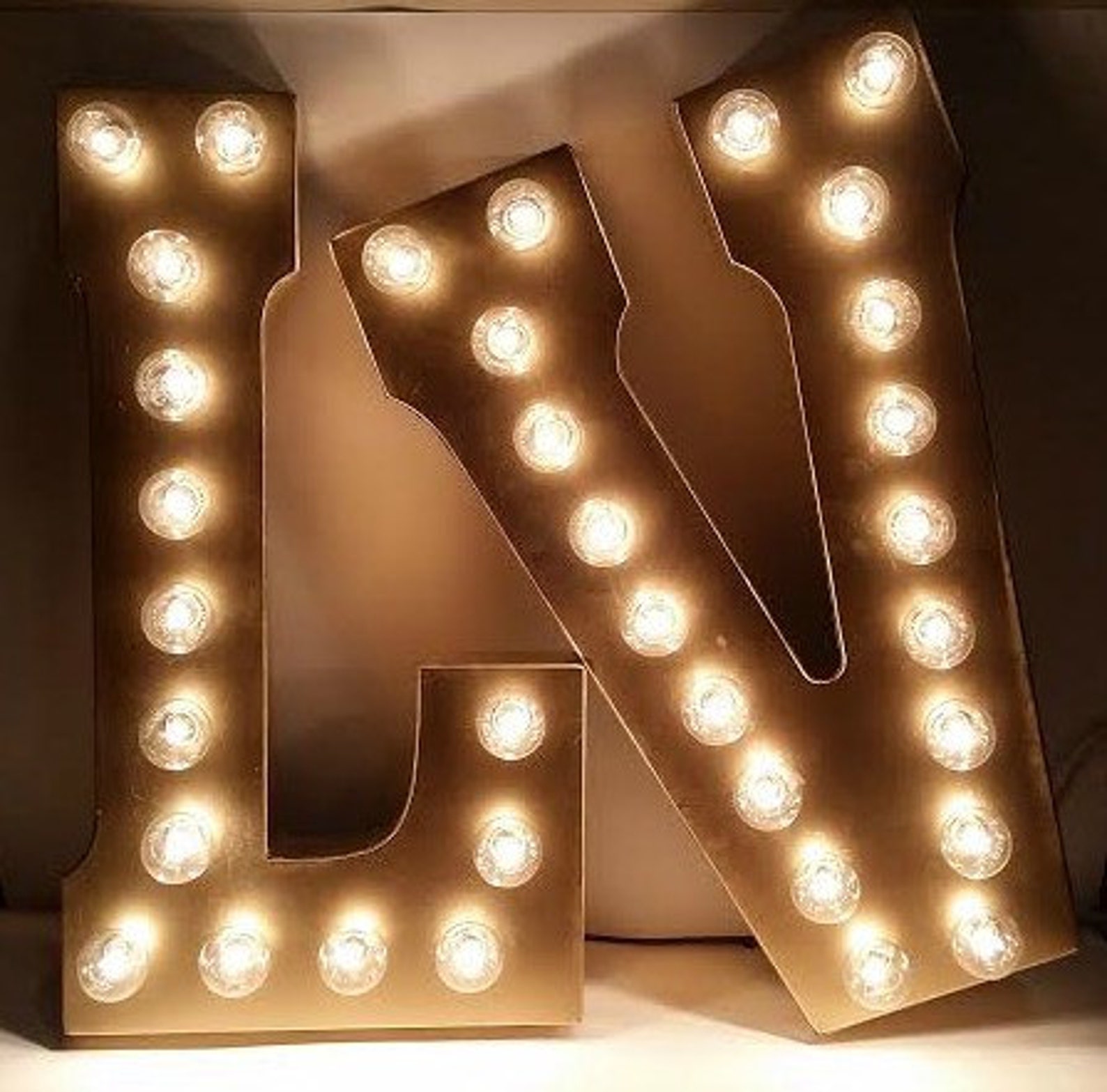 GOLD Galvanized Metal Marquee Large Light up Letter Light up | Etsy
