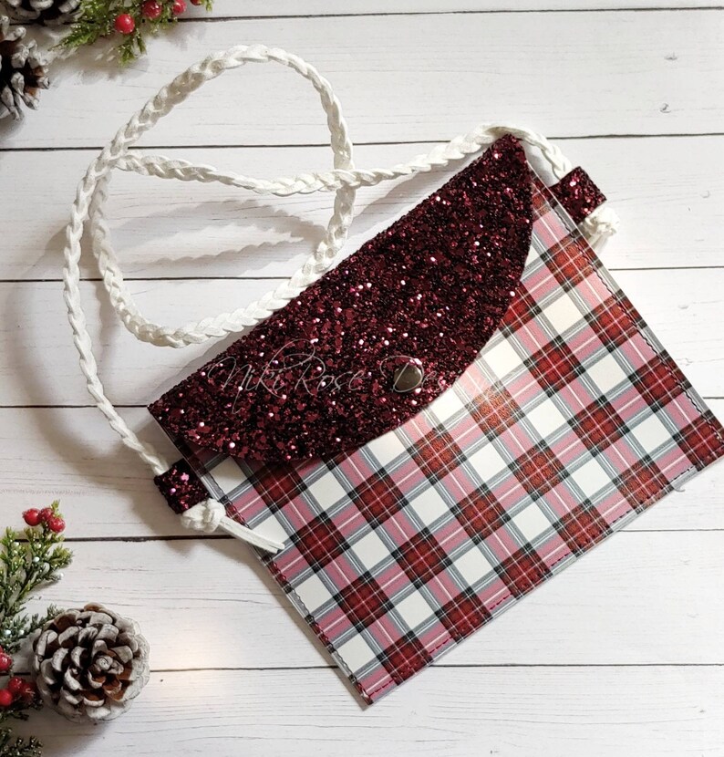 Mini Purse Pouch Burgundy Dark Red Floral & Plaid Toddler - Etsy