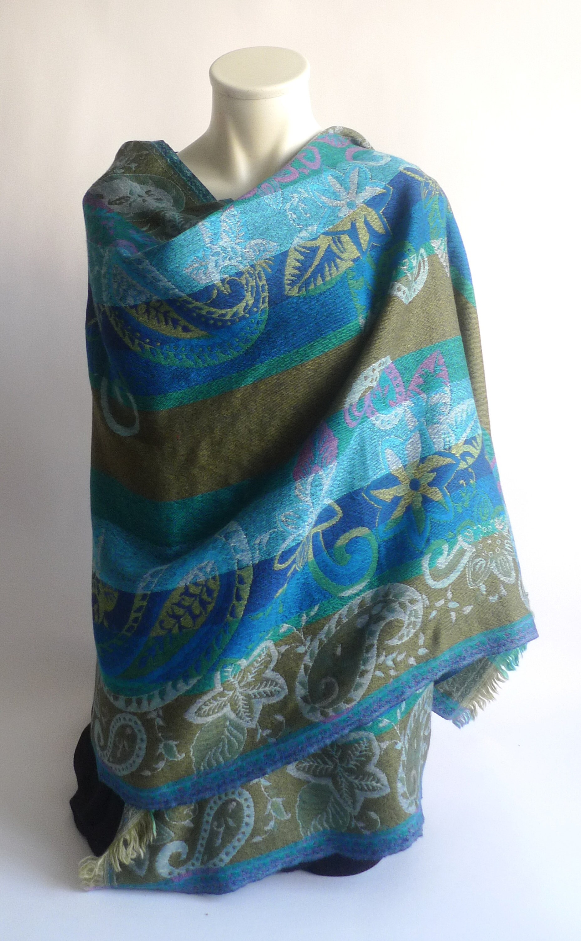 Versatile Woolen Wrap / Large Scarf Teal Turquise Blue - Etsy