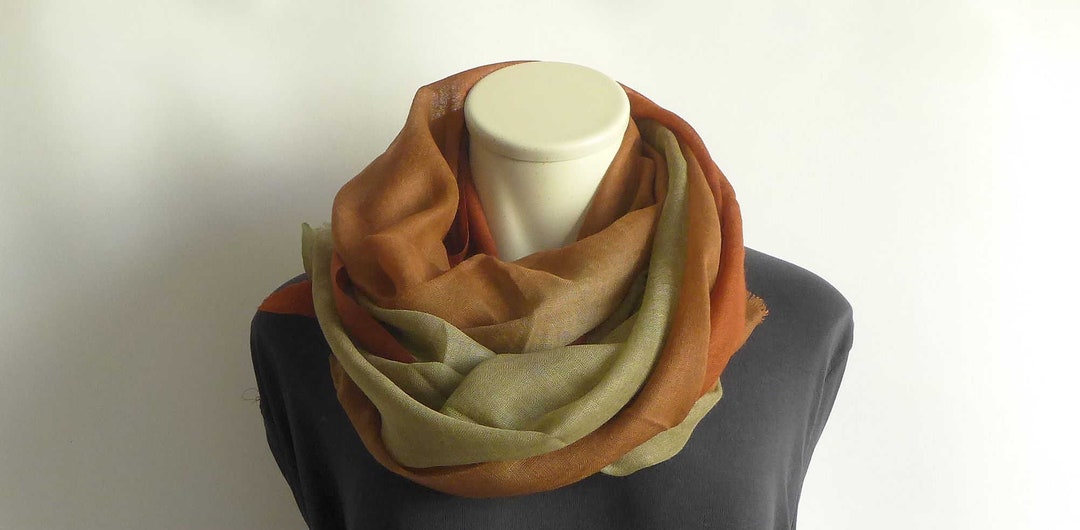 Lightweight Woolen Stole XXL Scarf Ombre Brown Rust Olive Green - Etsy