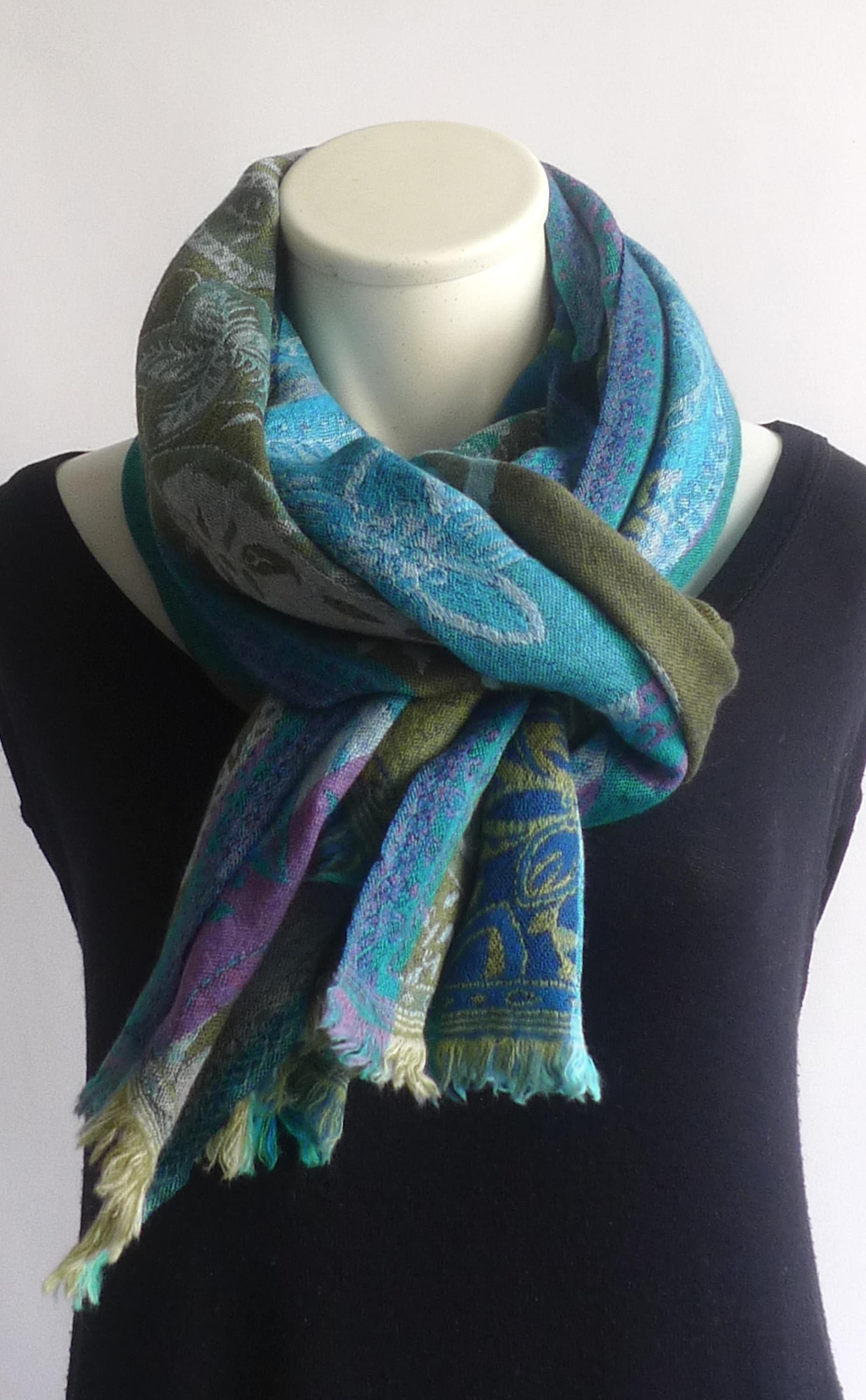 Versatile Woolen Wrap / Large Scarf Teal Turquise Blue - Etsy