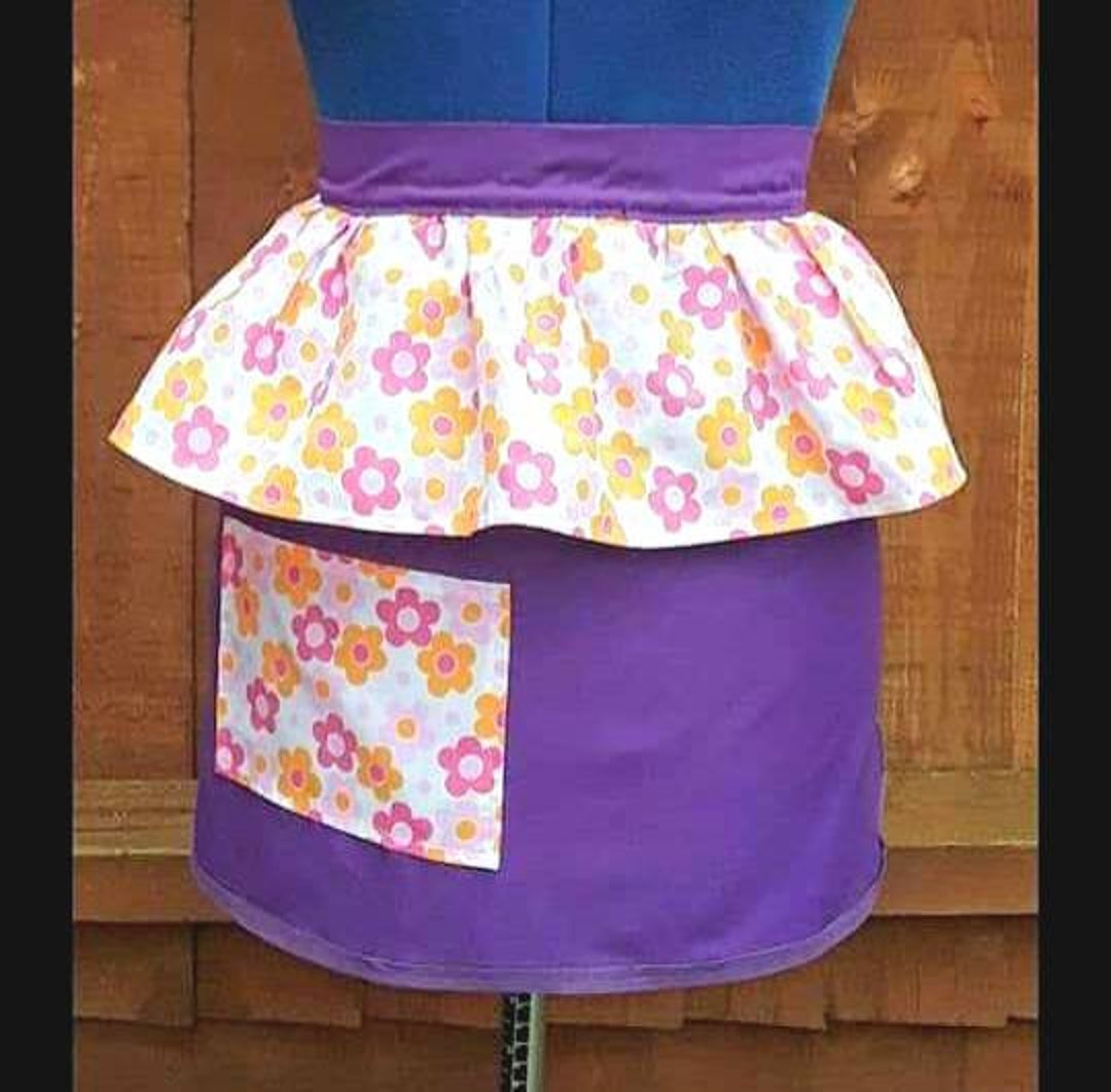 Retro Apron Purple Orange and Pink Floral Rockabilly 50s Half Apron - Etsy
