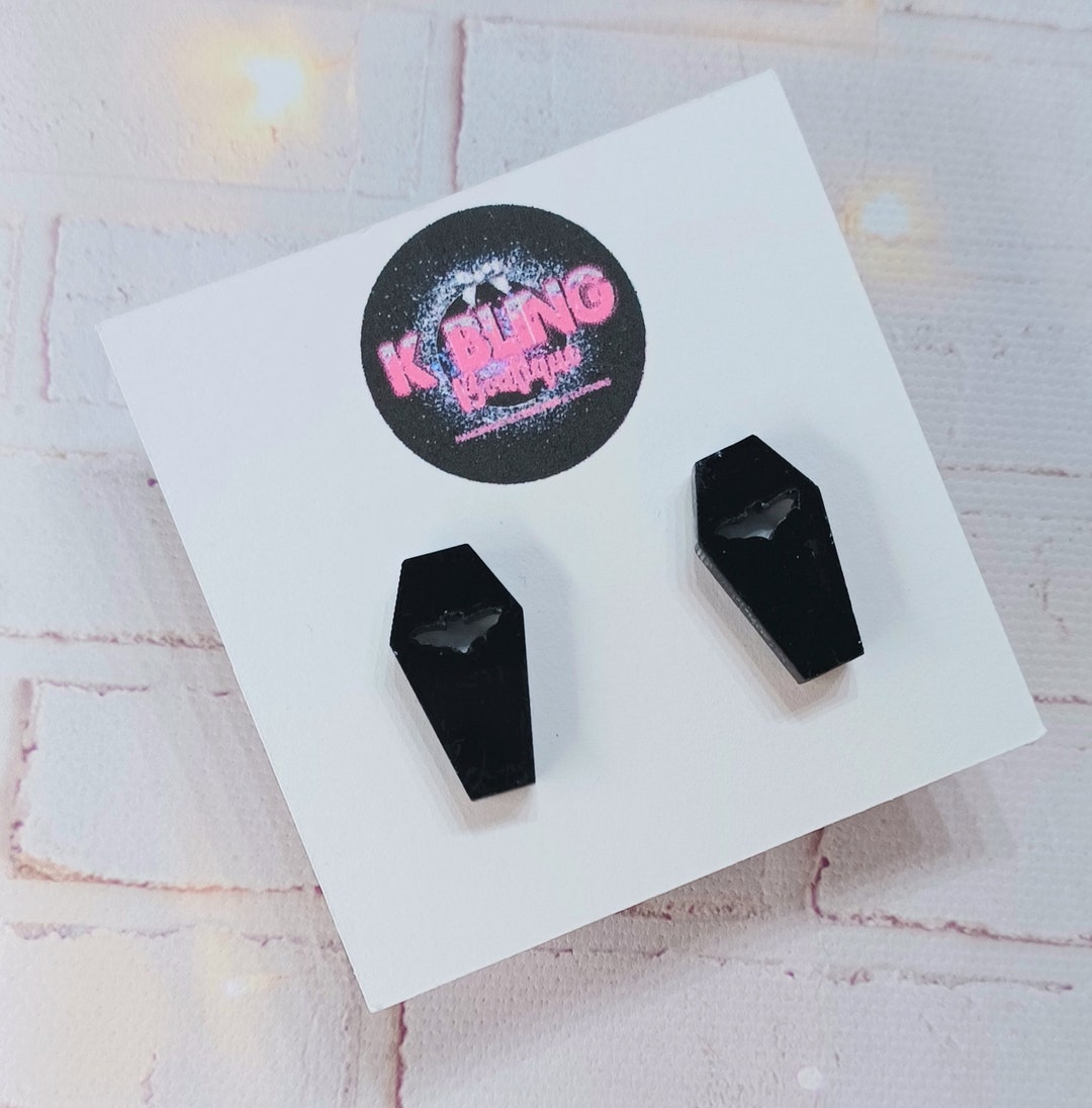 Acrylic Tombstone Ghost Alien Coffin Skull Studs Halloween Jewellery ...