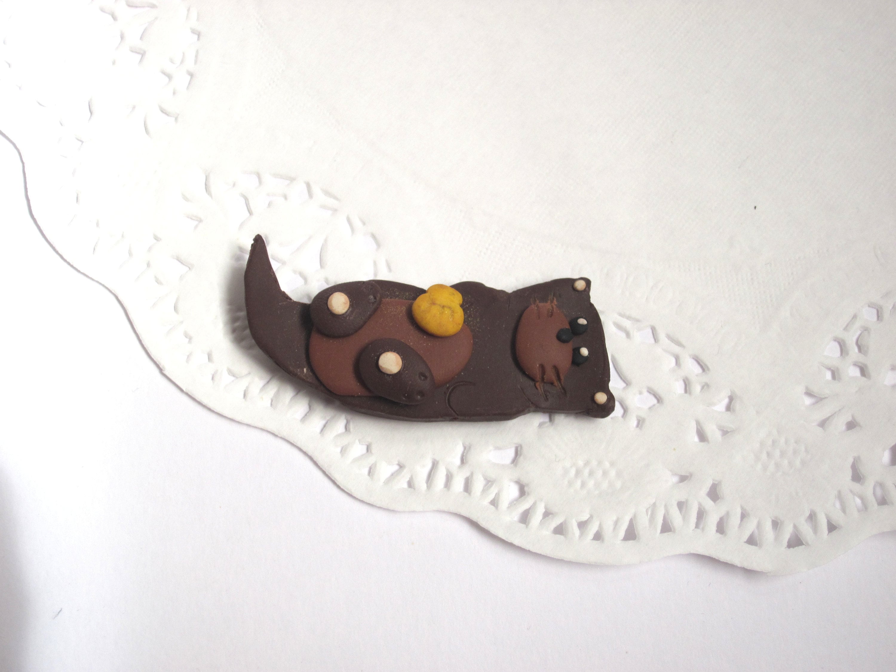 Otter Magnet, Polymer Clay Otter , Animal Magnet, Cute Magnet, Fridge ...