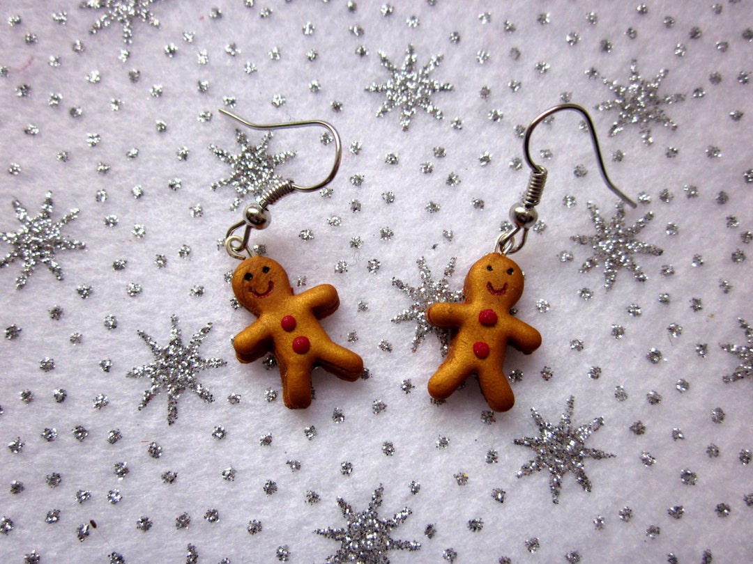 Christmas Gingerbread Man Earrings Festive Earrings - Etsy