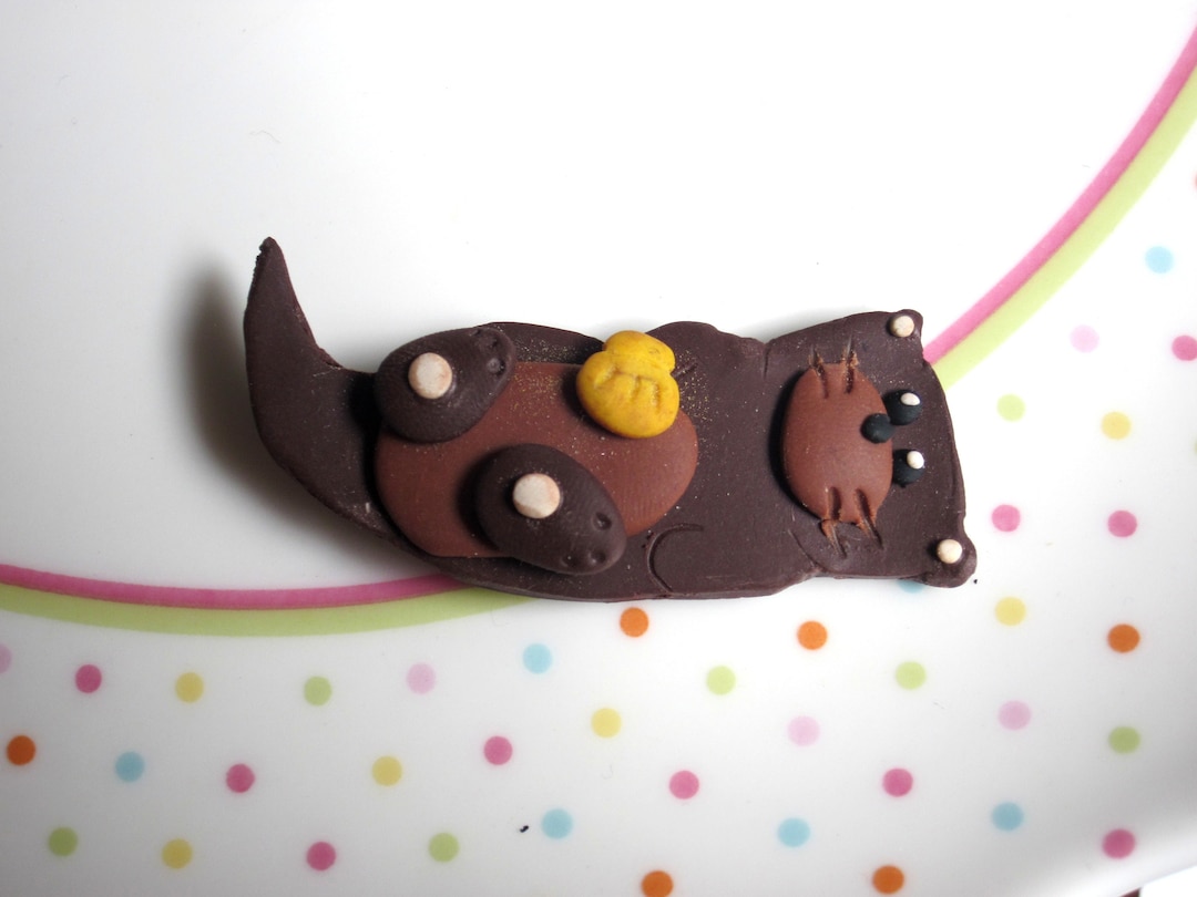 Otter Magnet, Polymer Clay Otter , Animal Magnet, Cute Magnet, Fridge ...