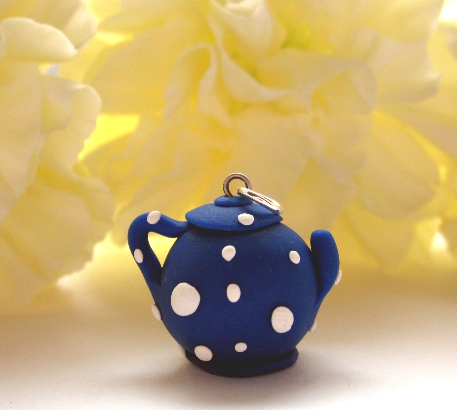 Blue Polymer Clay Teapot Pendant/charm, English Blue Teapot, Teapot ...