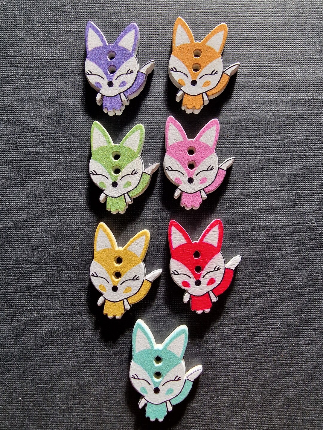 Set of 4 Wooden Fox Buttons (multicolored) - Etsy