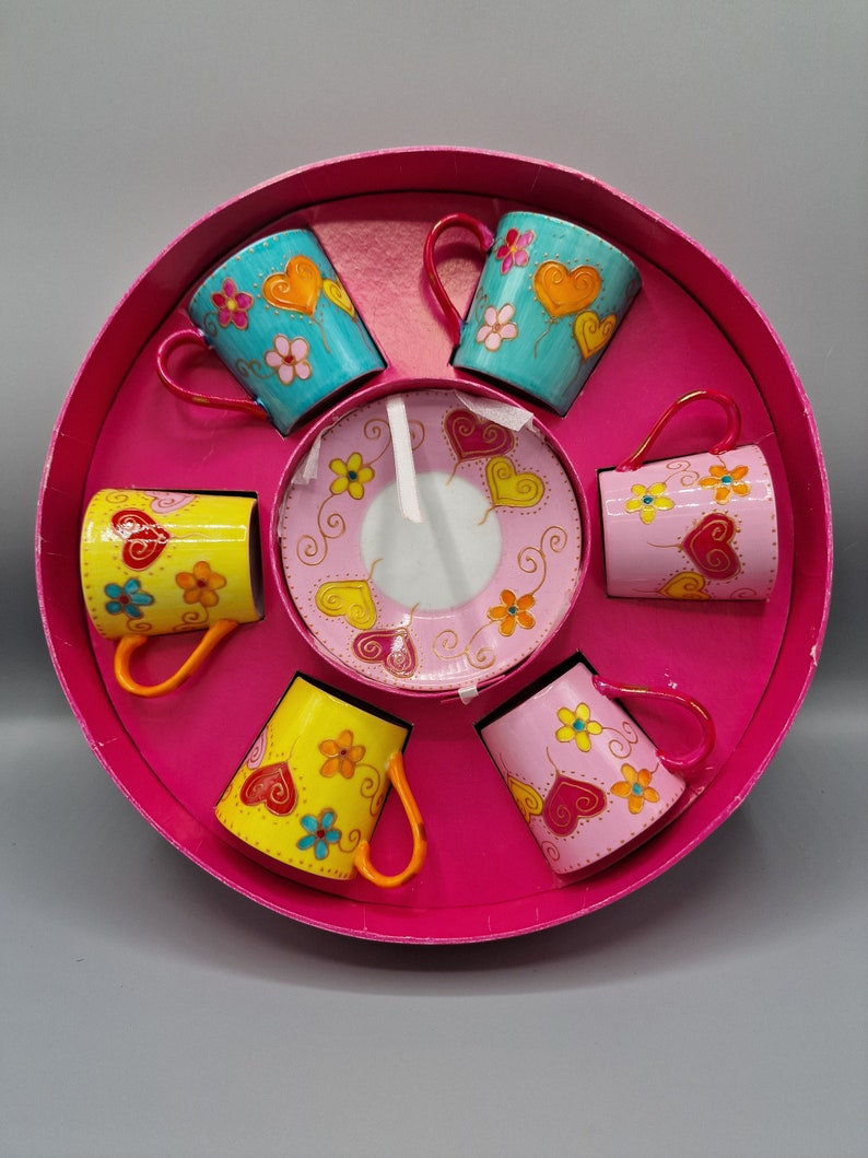 Coffee Set - 6 Small Cups and 6 Saucers - Multicolor - Etsy