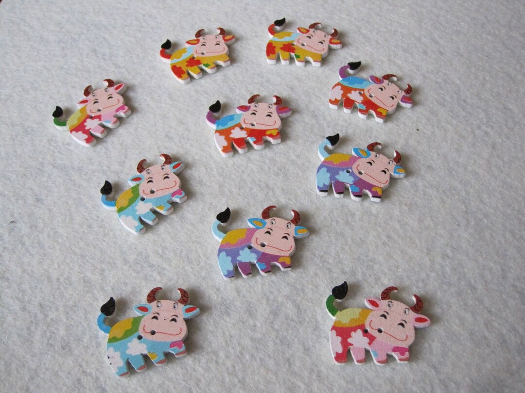 Set of 4 Wooden Cow Buttons - Etsy