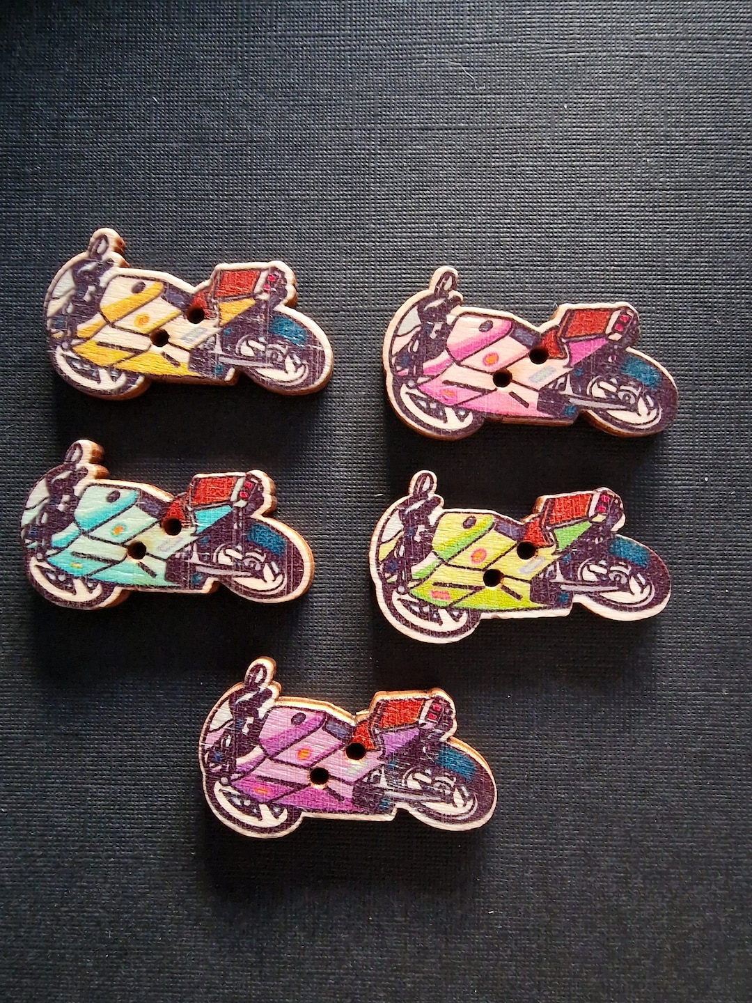 Set of 4 Wooden Motorcycle Buttons - Etsy
