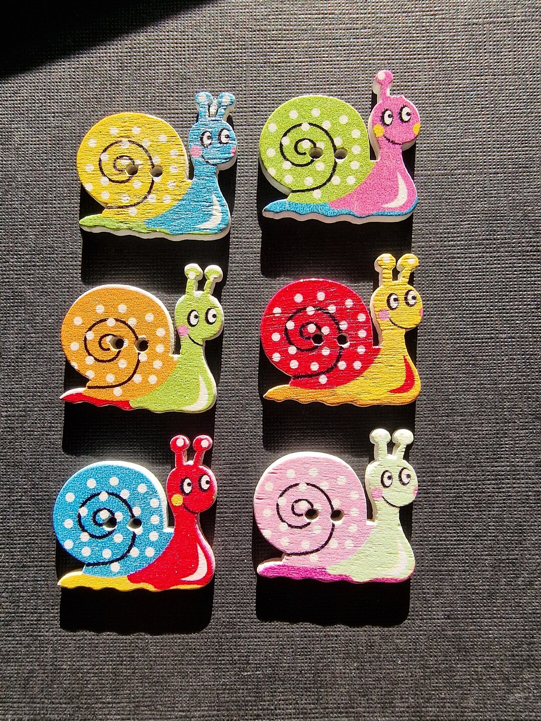 Set of 4 Wooden Snail Buttons (mixed Color) - Etsy