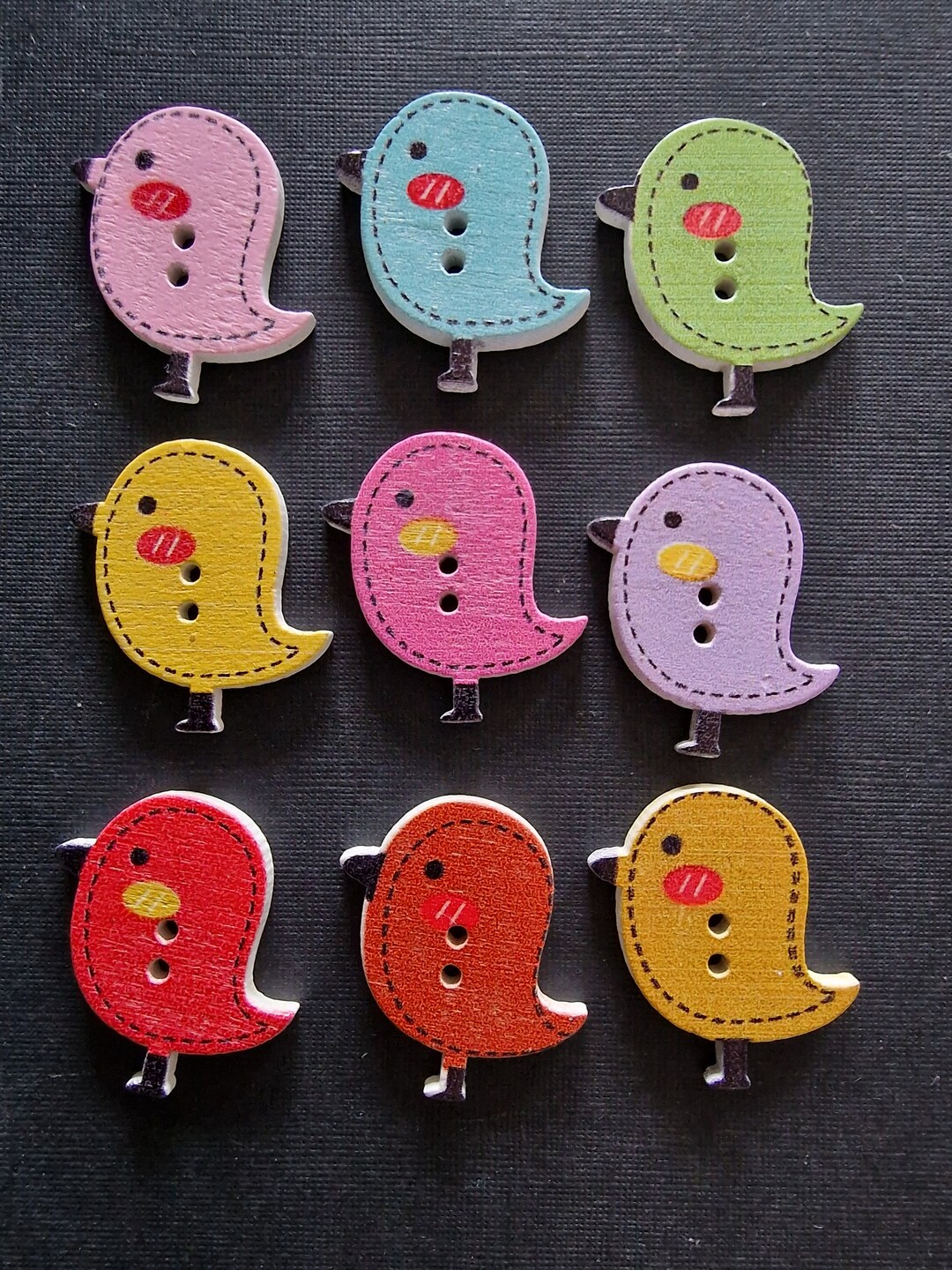 Set of 4 Colorful Bird Wooden Buttons - Etsy