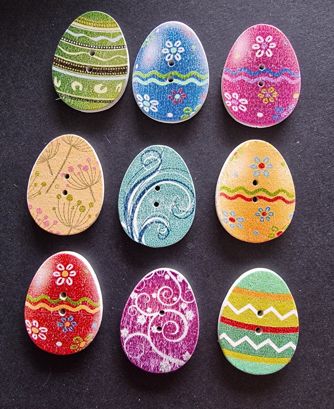 Set of 2 Wooden Easter Egg Buttons - Etsy