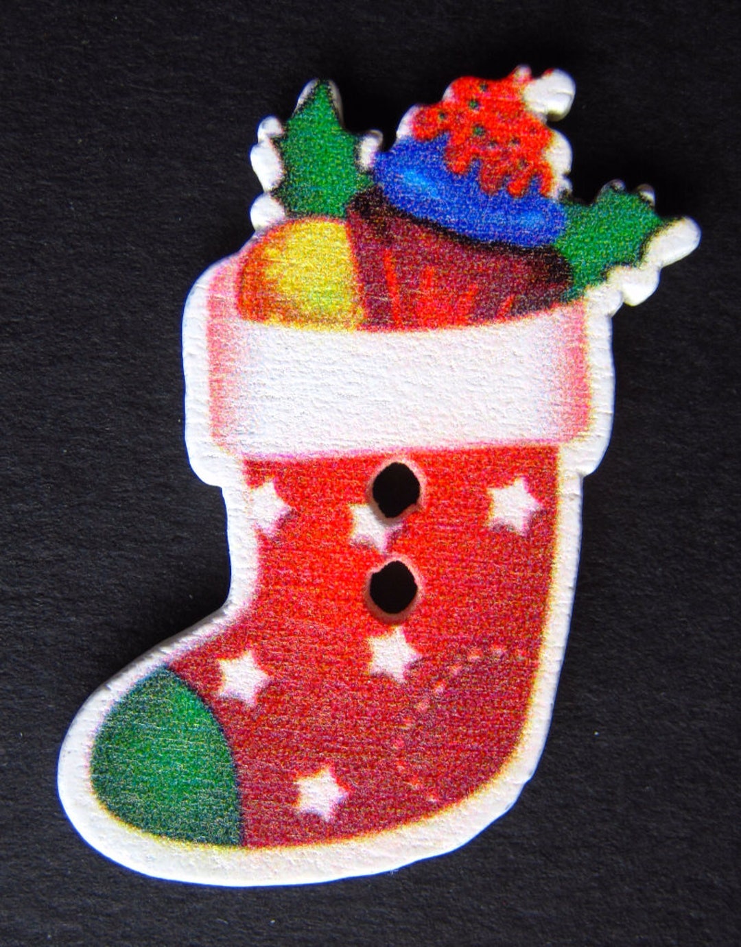 Set Of45 Wooden Buttons christmas Sock - Etsy